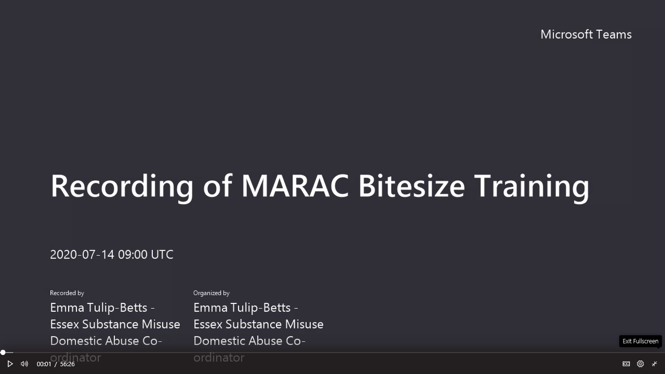 Recording of MARAC Bitesize Training - Southend and Thurrock Domestic ...